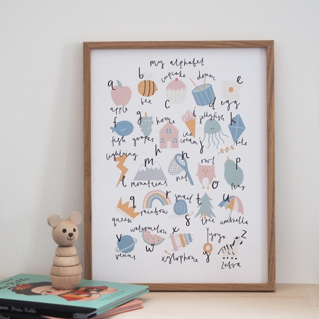 Illustrated Alphabet Print A3 Size - Etsy