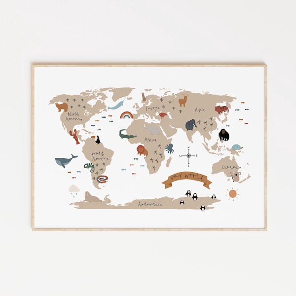 A3 World Map - Etsy UK