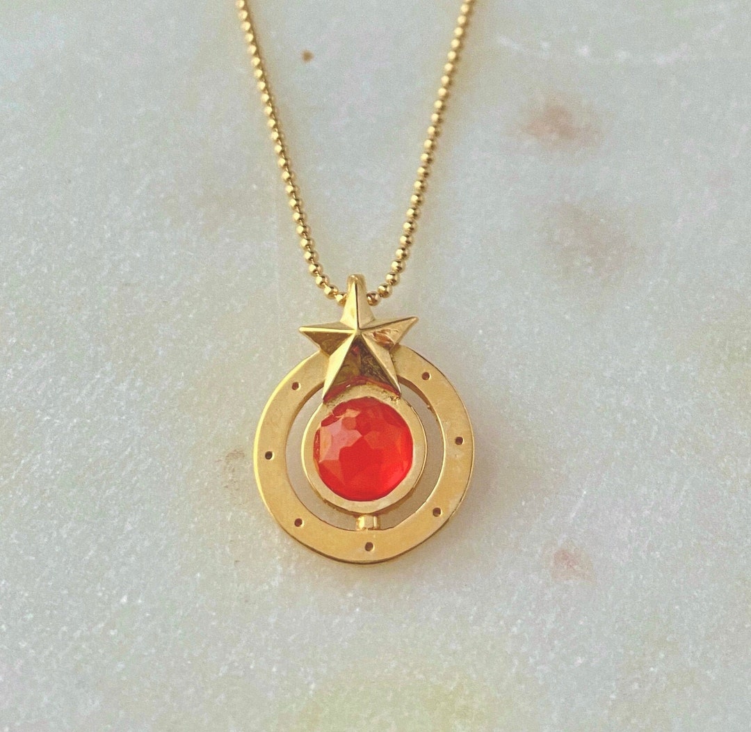 Carnelian Star Necklace, 14kt Gold Vermeil, Initial Charm - Etsy