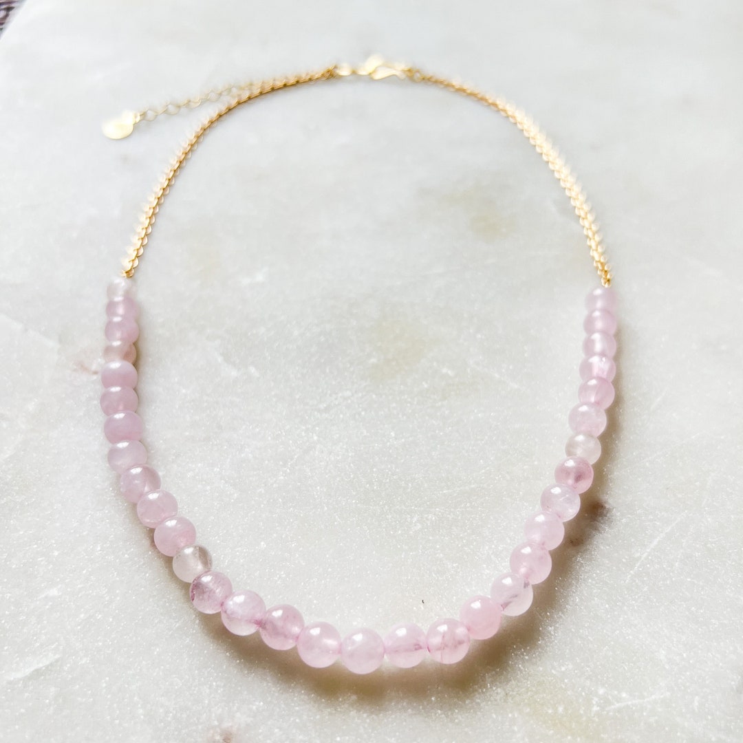 Self Love Rose Quartz Gold Chain Necklace. 18kt Gold Chain. for ...