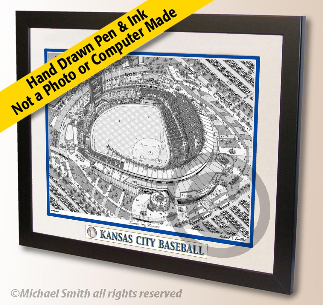 Kansas City Baseball Stadium Wall Art, KC Stadium Art Print, KC ...