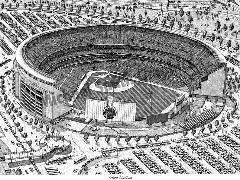 New York Mets Art Shea Stadium Art Print NY Mets Fan Gift - Etsy