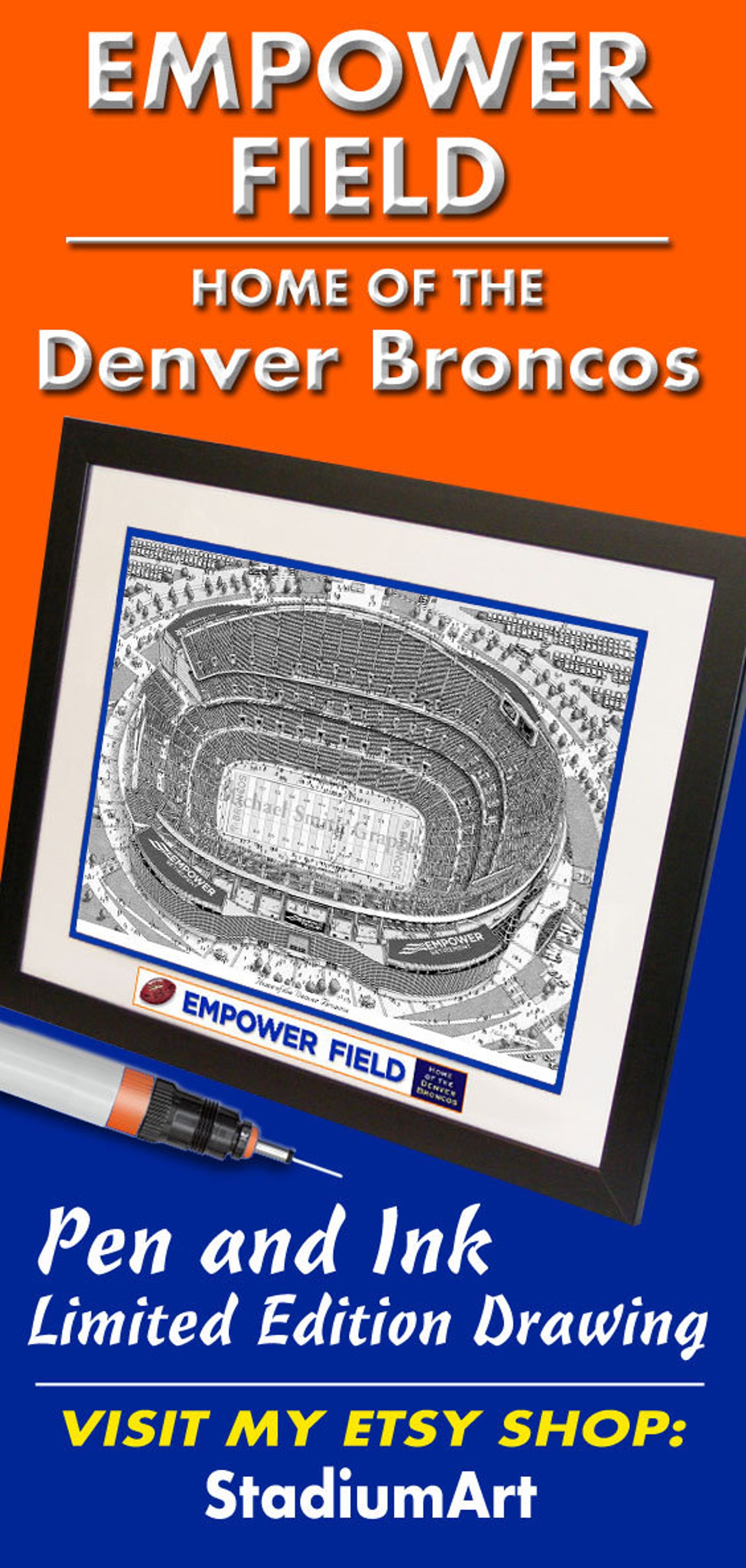Denver Broncos Art Empower Field at Mile High Art Print | Etsy