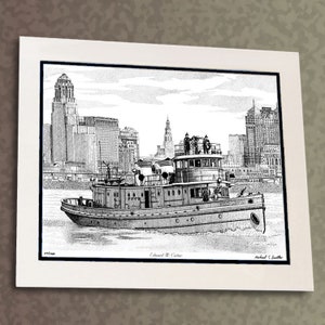 Buffalo NY Edward Cotter Fire Boat Art Print, Vintage Buffalo ...