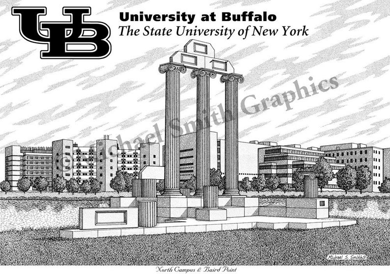 UB University at Buffalo North Campus Hand Signed Wall Art - Etsy