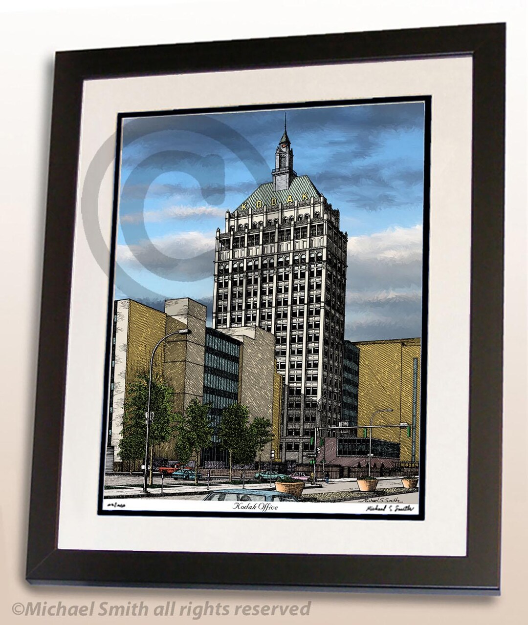 Rochester NY Kodak Office Building Art Print, Vintage City of Rochester ...
