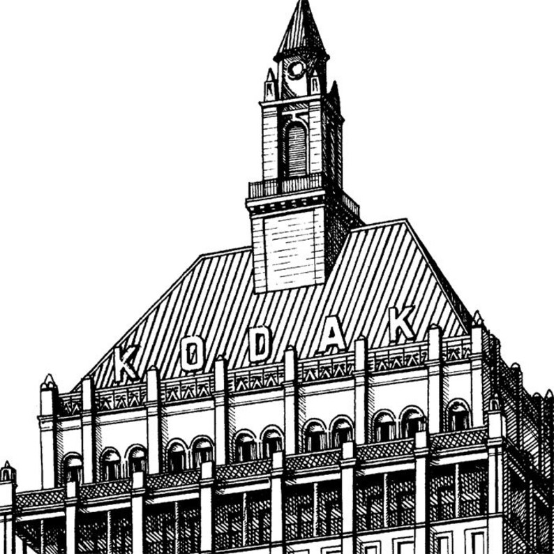 Rochester NY Kodak Office Building Art Print Vintage City of | Etsy