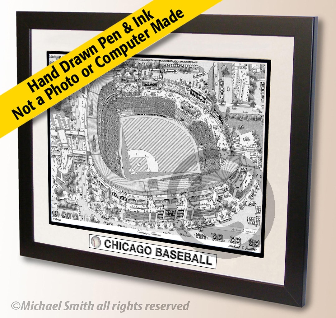 Chicago Baseball Stadium Art, Chicago Baseball Field Art Print, Chicago ...
