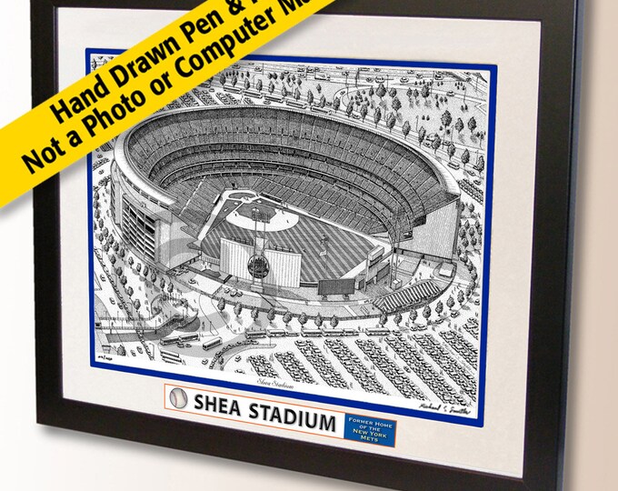 New York Mets Art, Shea Stadium Art Print, NY Mets Fan Gift, Baseball ...