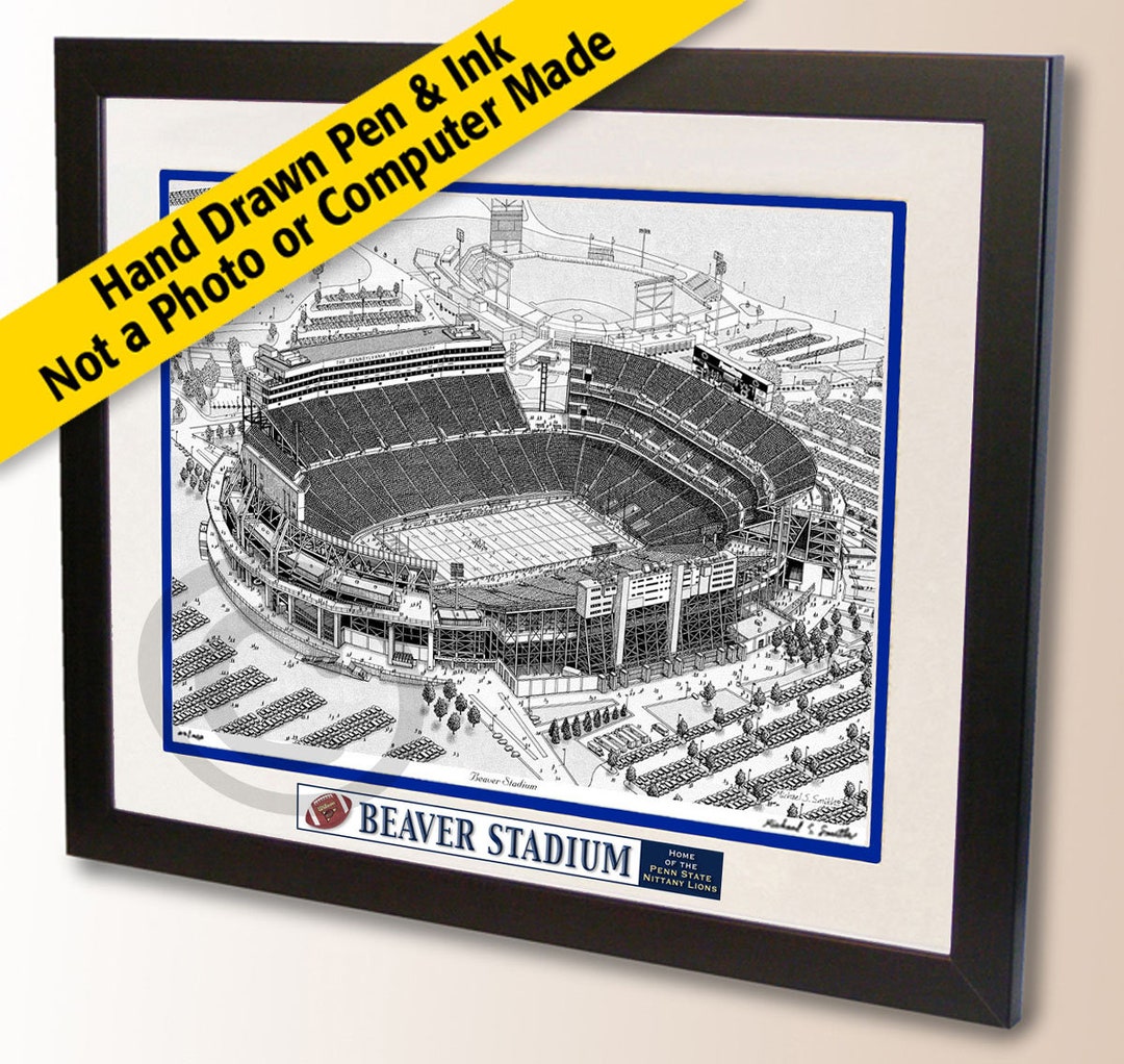 Beaver Stadium Wall Art - Penn State Nittany Lions Pen and Ink Drawing ...