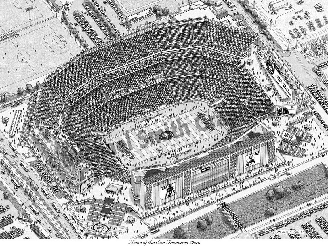 San Francisco 49ers Art Levis Stadium Art Print SF 49ers Fan - Etsy