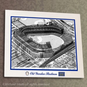 New York Yankees Art, Old Yankee Stadium Art Print, NY Yankees Fan Gift ...