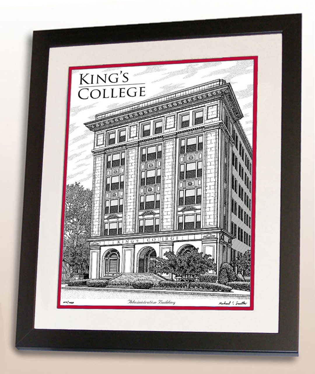 Kings College Hand Signed Wall Art Print, Kings College Graduation Gift ...