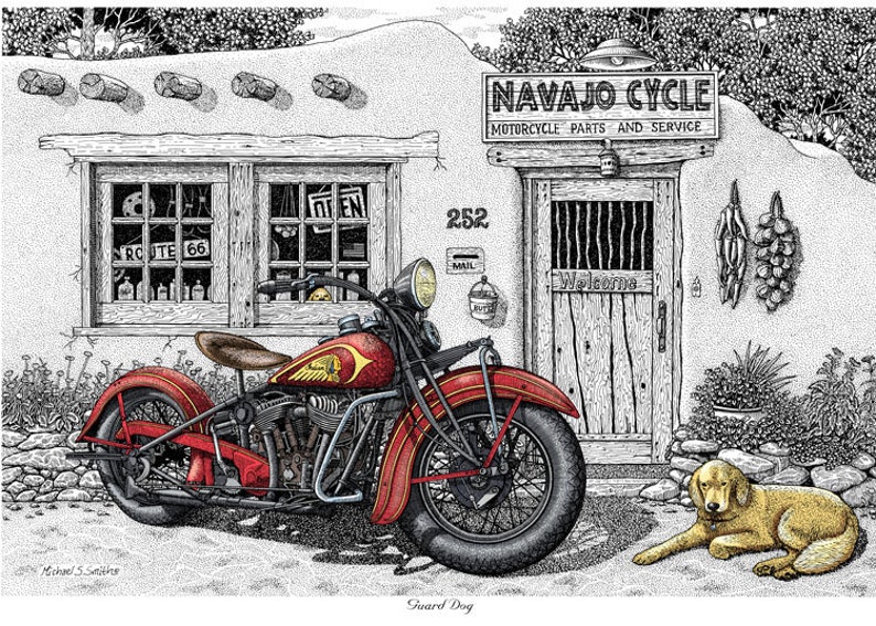 Motorcycle Wall Art Print Vintage Indian Motorcycle and - Etsy