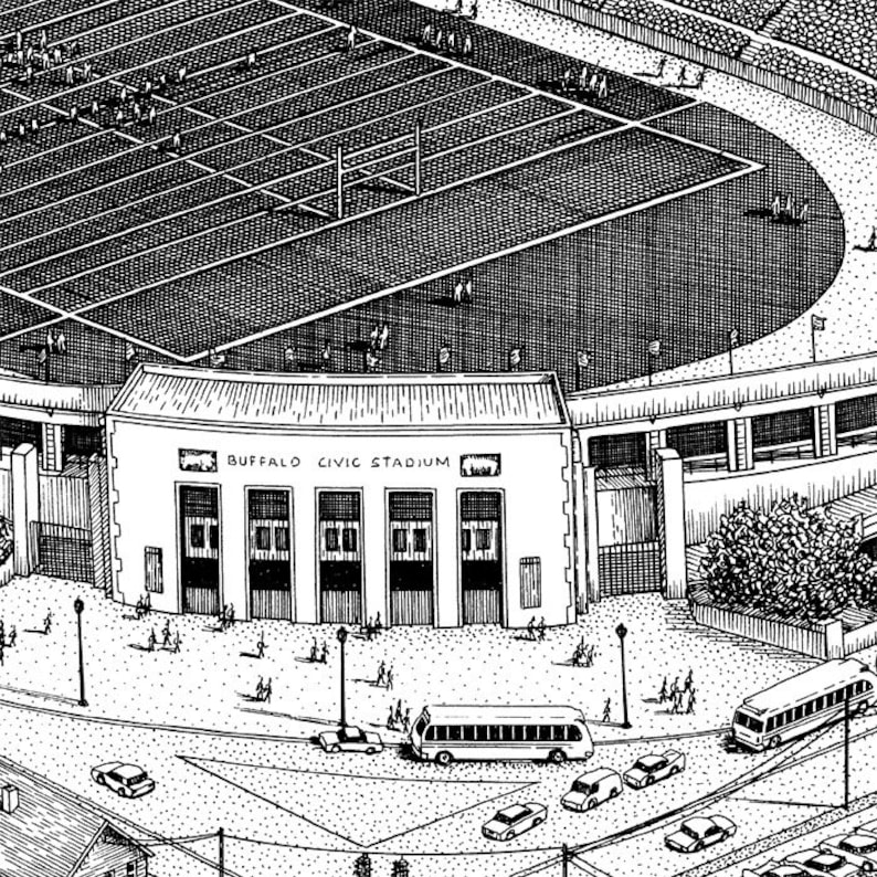 Buffalo Civic Stadium, the Rockpile Wall Art - Bills Fan Gift - Hand ...
