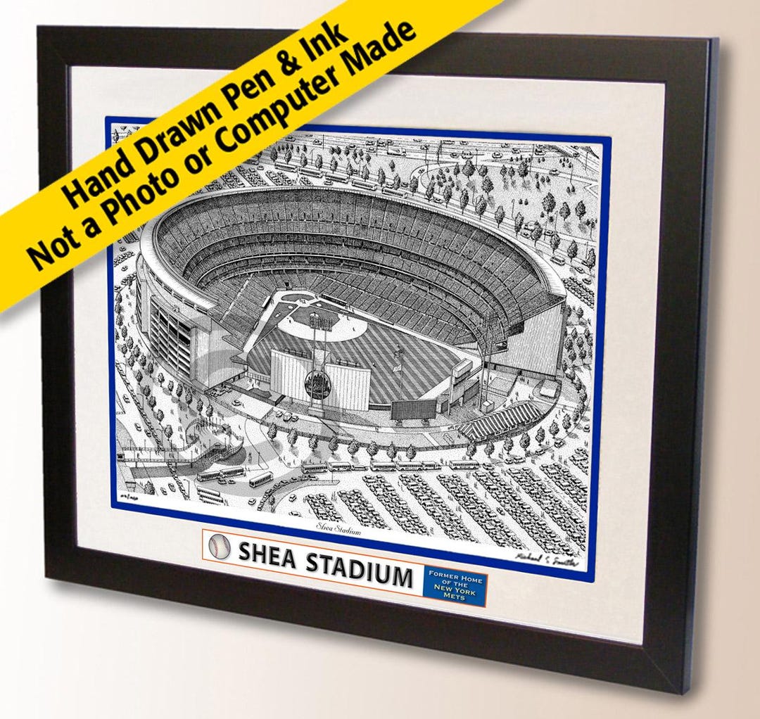 Shea Stadium Wall Art – New York Mets Pen and Ink Drawing - NY Mets ...