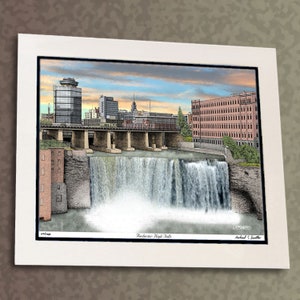 Rochester NY High Falls Art Print, Vintage City of Rochester Landmark ...