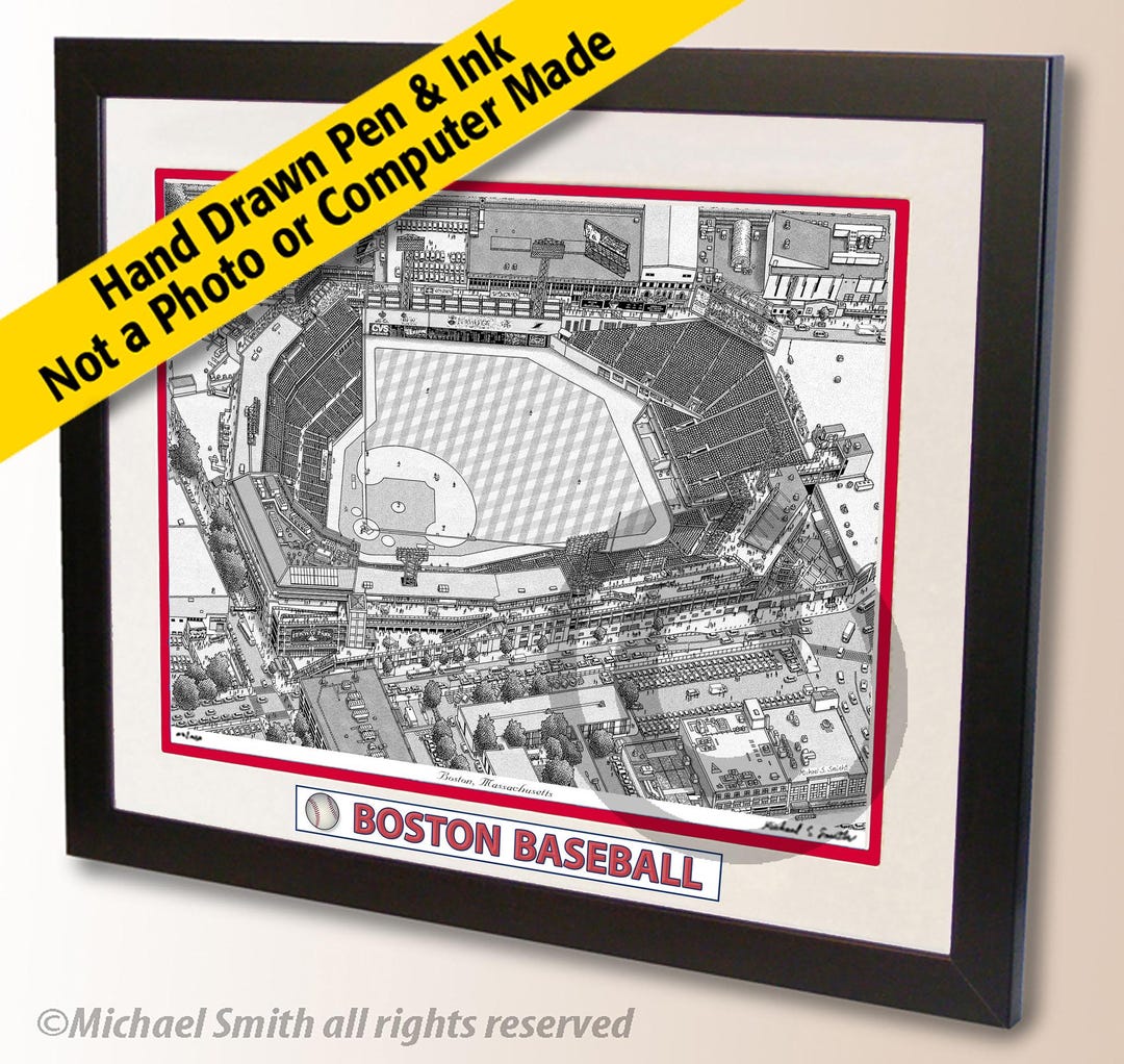 Boston Baseball Stadium Wall Art, Boston Stadium Art Print, Boston Fan ...