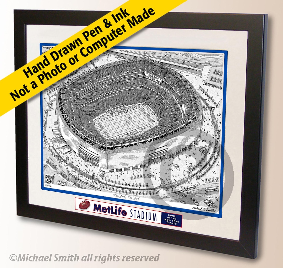 Metlife Stadium Wall Art – New York Giants Pen and Ink Drawing - NY ...