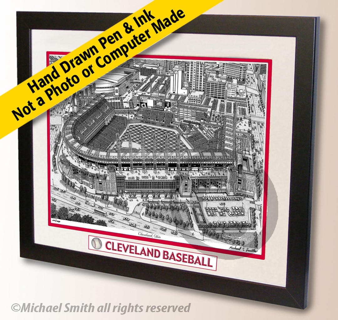 Cleveland Baseball Stadium Art, Cleveland Baseball Art Print, Cleveland ...