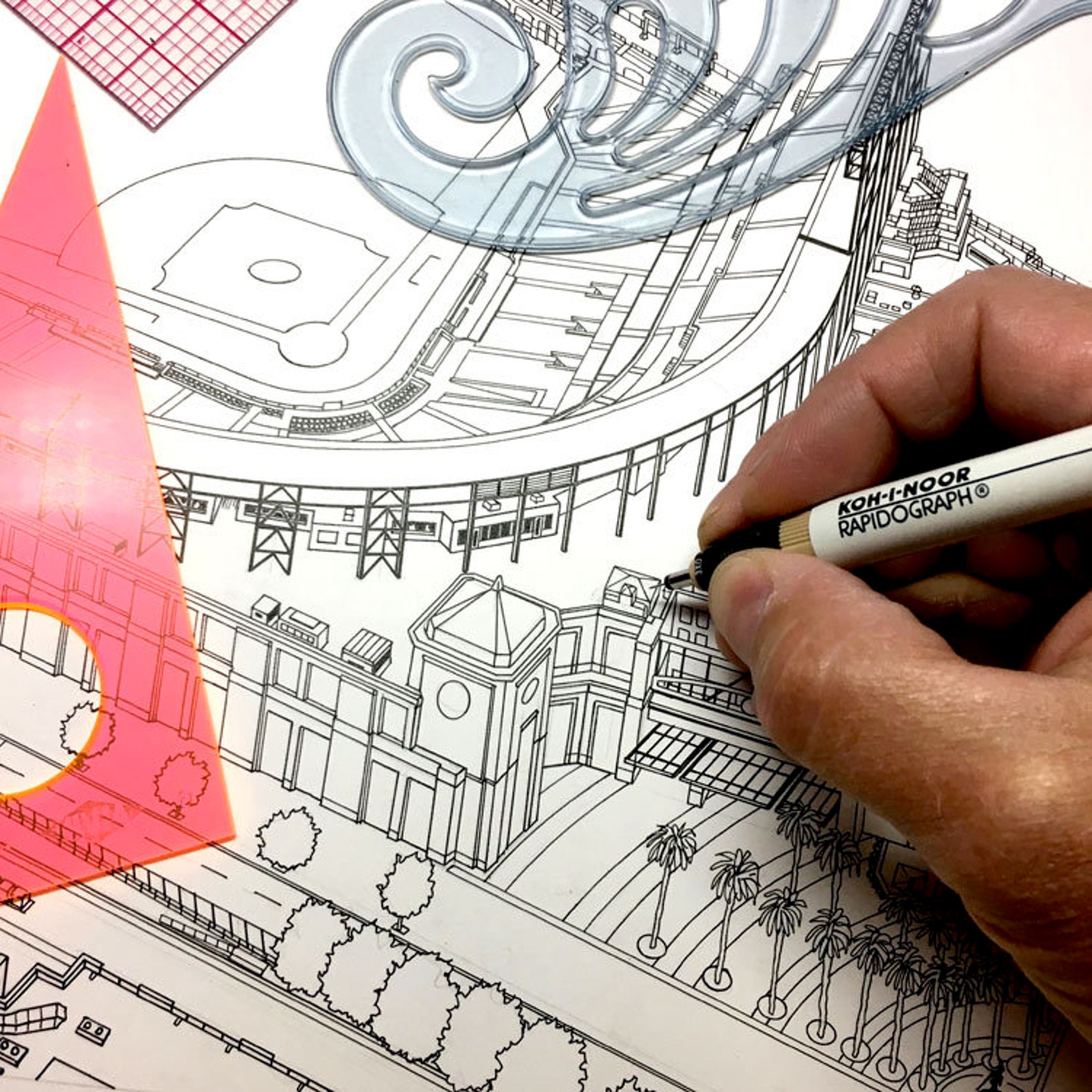 Oracle Park Wall Art – San Francisco Giants Pen and Ink Stadium Drawing ...
