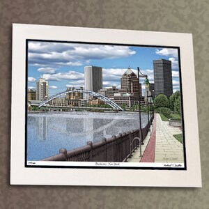 Rochester NY Skyline Art Print, Vintage City of Rochester Landmark ...