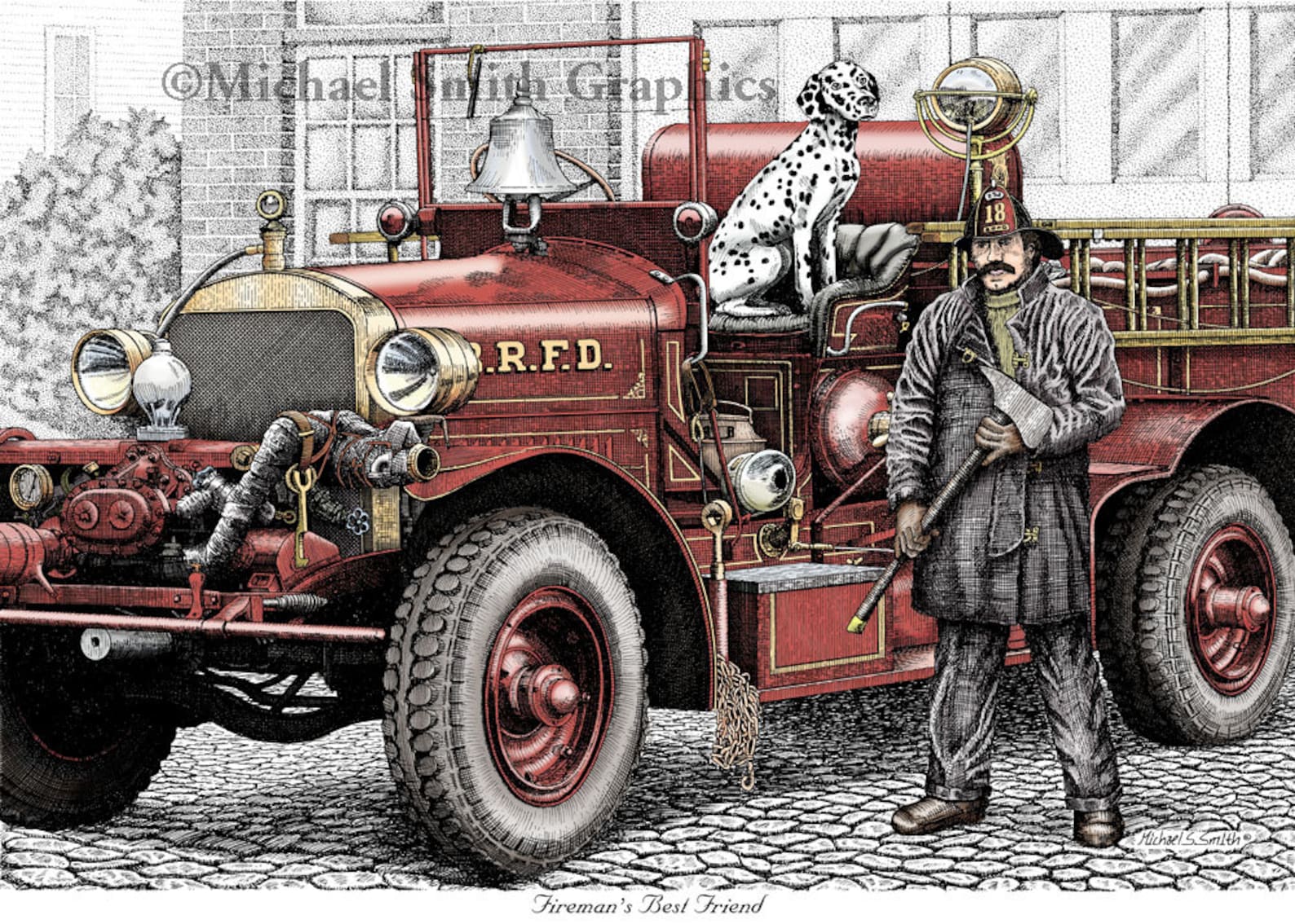 Firefighter Gift Wall Art Print Vintage Fireman Wall Decor | Etsy