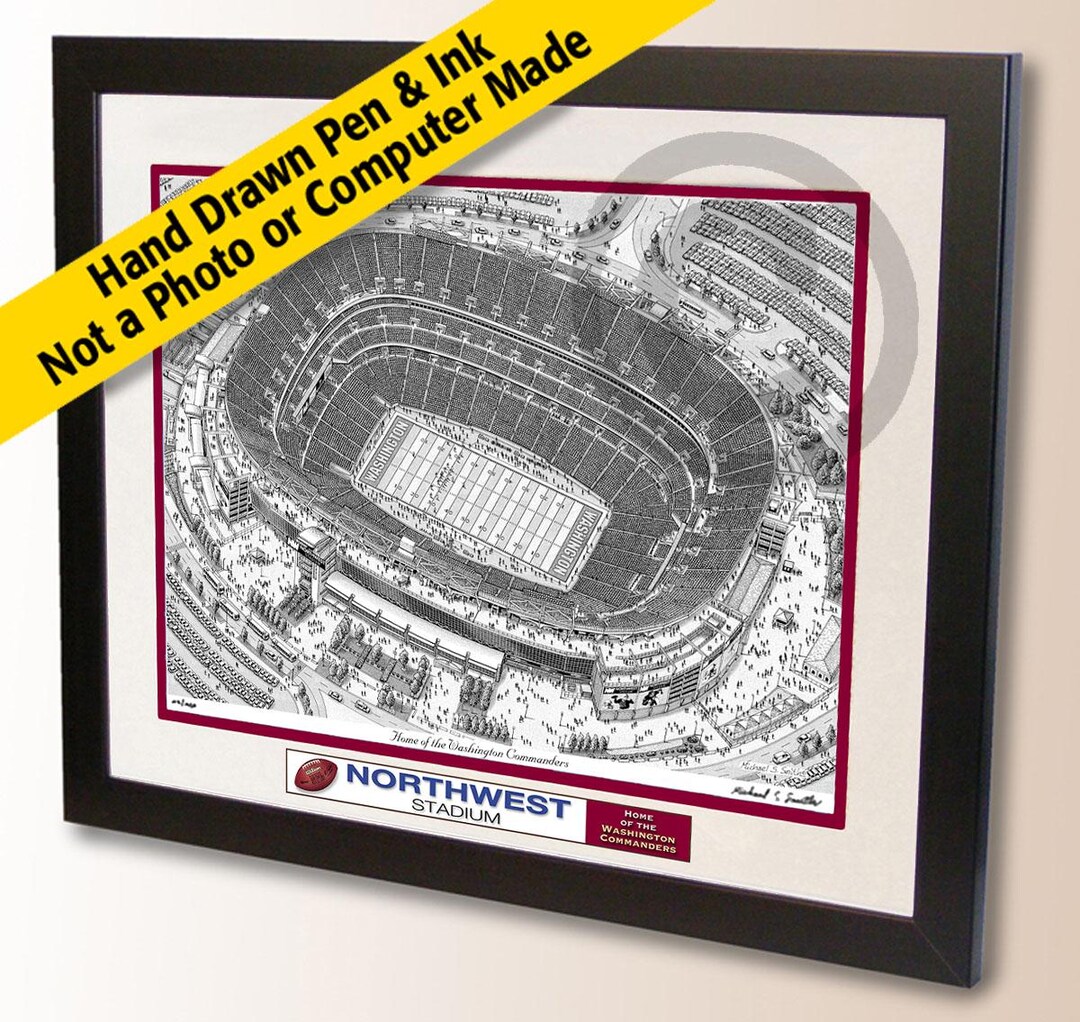 Northwest Stadium Wall Art – Washington Commanders Pen and Ink Drawing ...