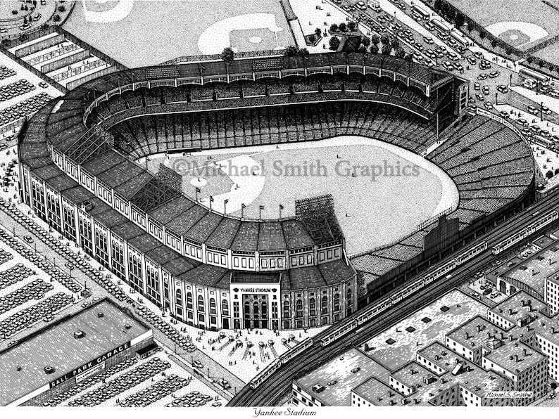New York Yankees Art Old Yankee Stadium Art Print NY Yankees | Etsy