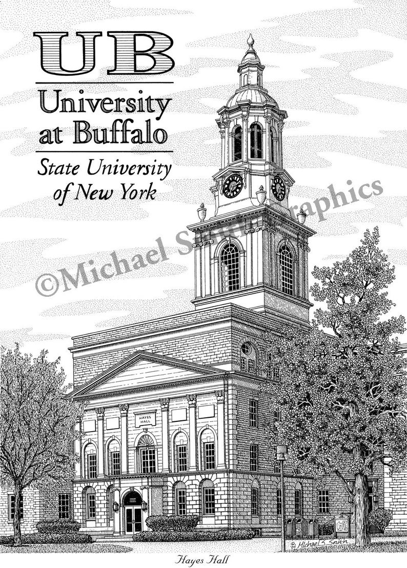 University at Buffalo Hand Signed Wall Art Print UB South | Etsy