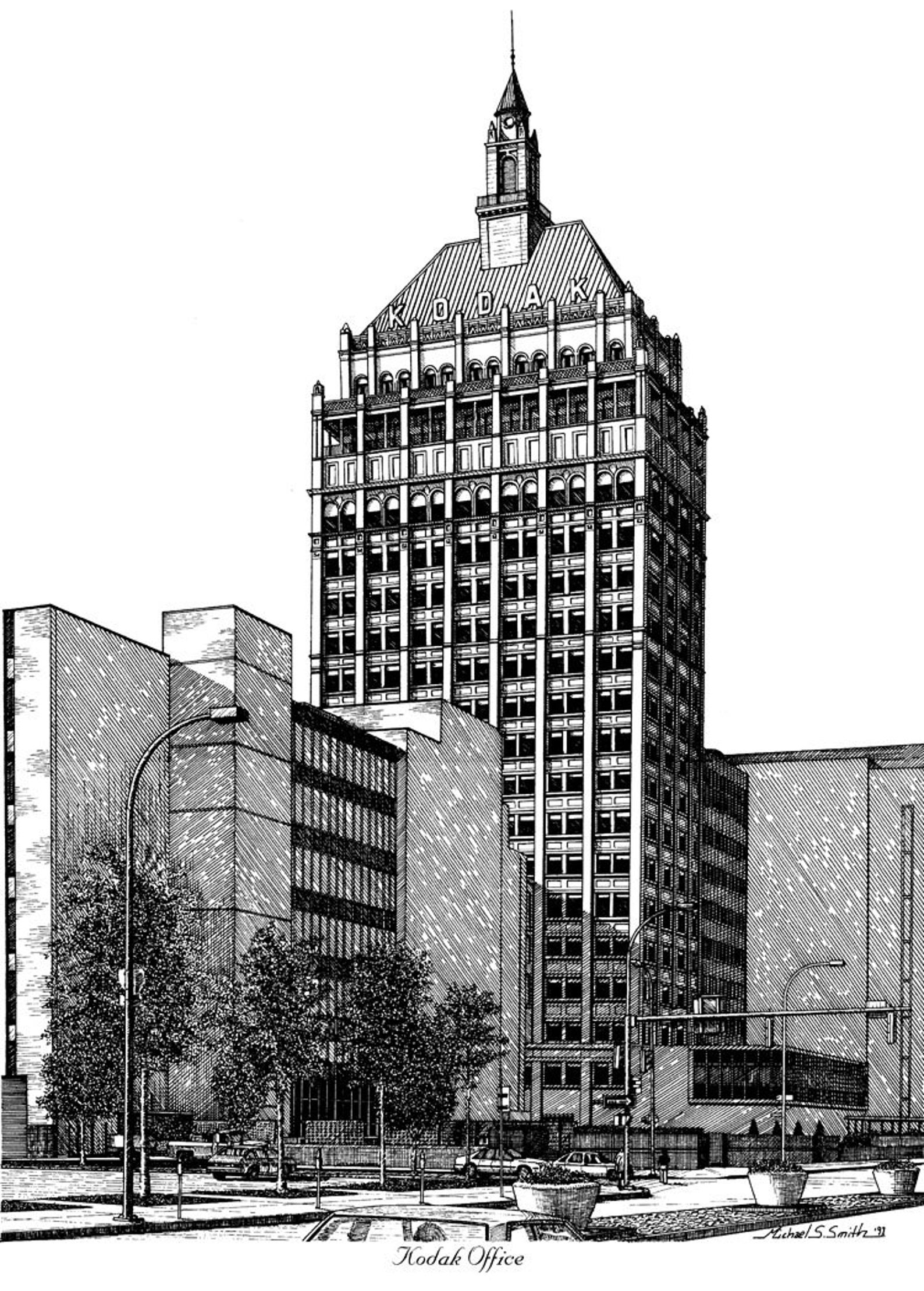 Rochester NY Kodak Office Building Art Print Vintage City of | Etsy