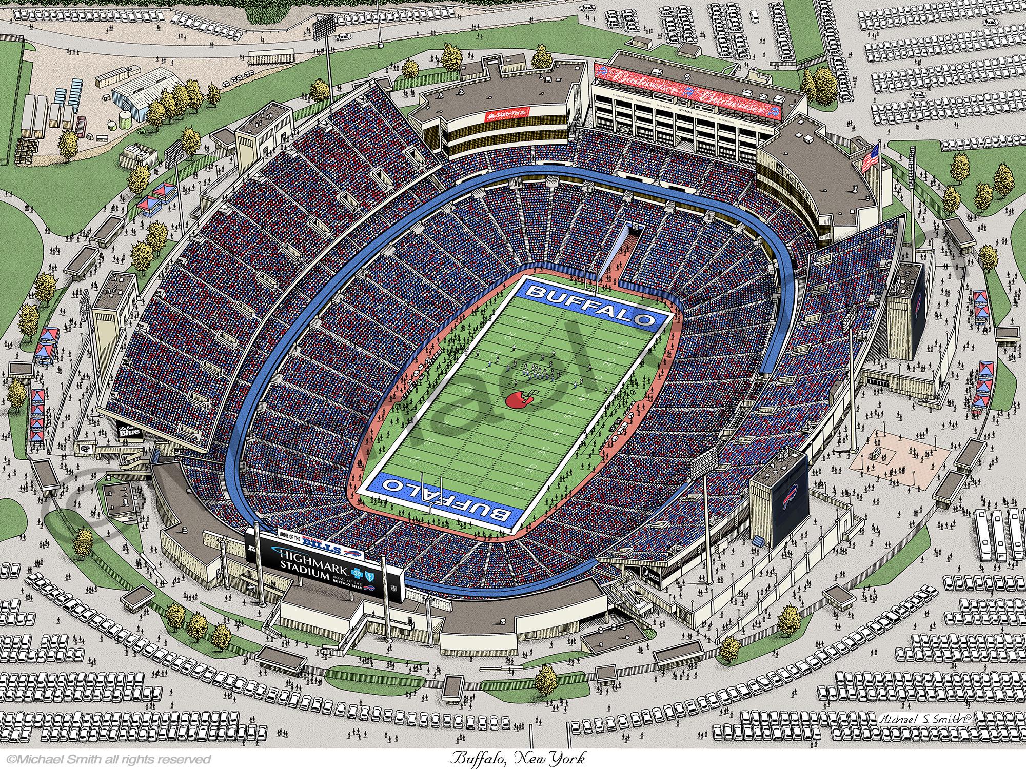 Highmark Stadium Wall Art – Buffalo Bills Pen and Ink Drawing ...