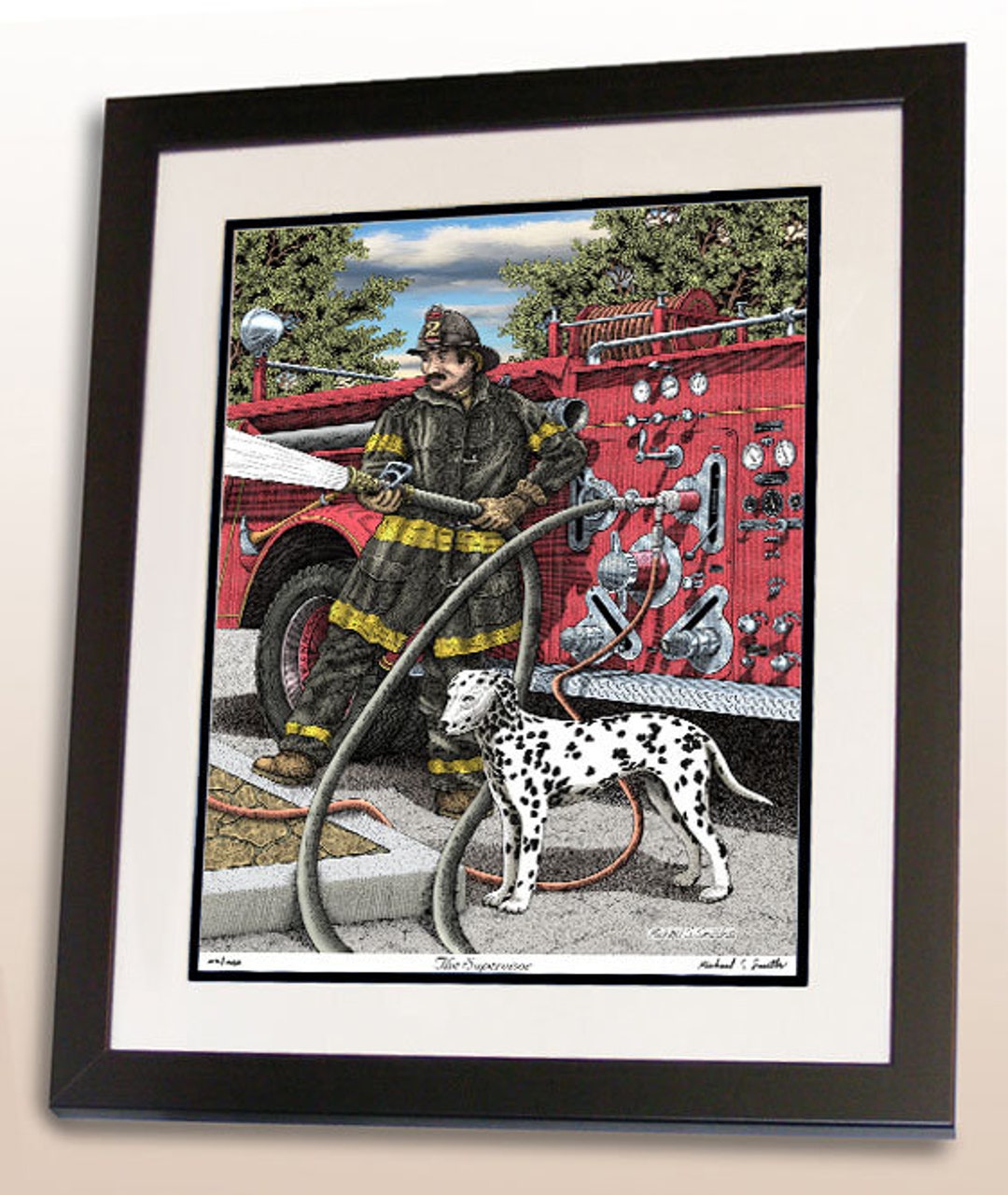 Firefighter Gift Wall Art Print, Vintage Fireman Wall Decor, Fire Truck ...