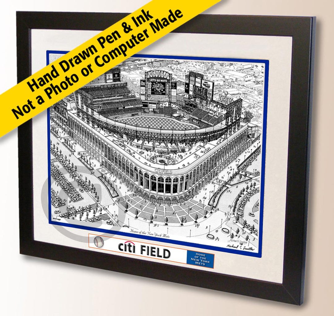Citi Field Wall Art - New York Mets Stadium Pen and Ink Drawing ...