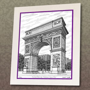 New York University Washington Square Arch Hand Signed Wall Art Print ...