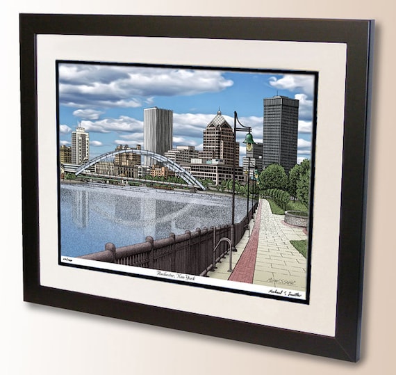 Rochester NY Skyline Art Print Vintage City of Rochester | Etsy