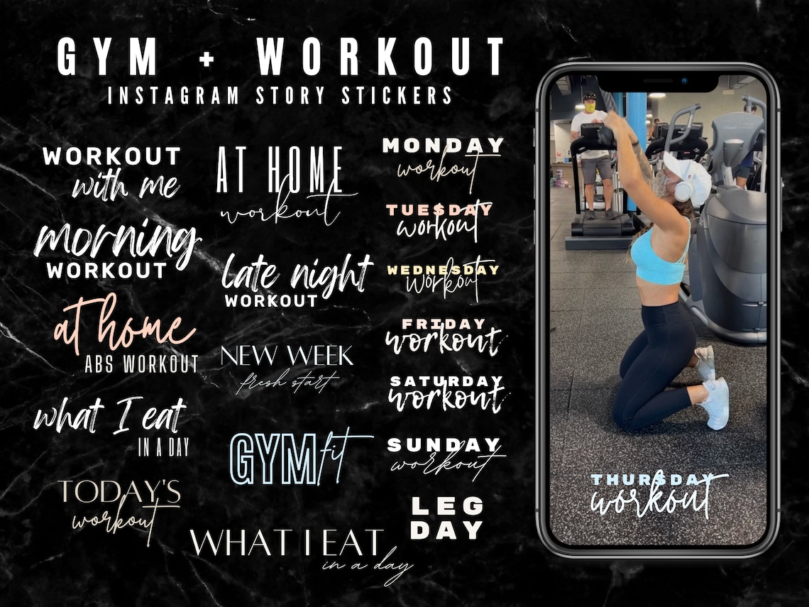 50+ Instagram Story Fitness Workout Gym Stickers | Fitness, Gym Girl ...