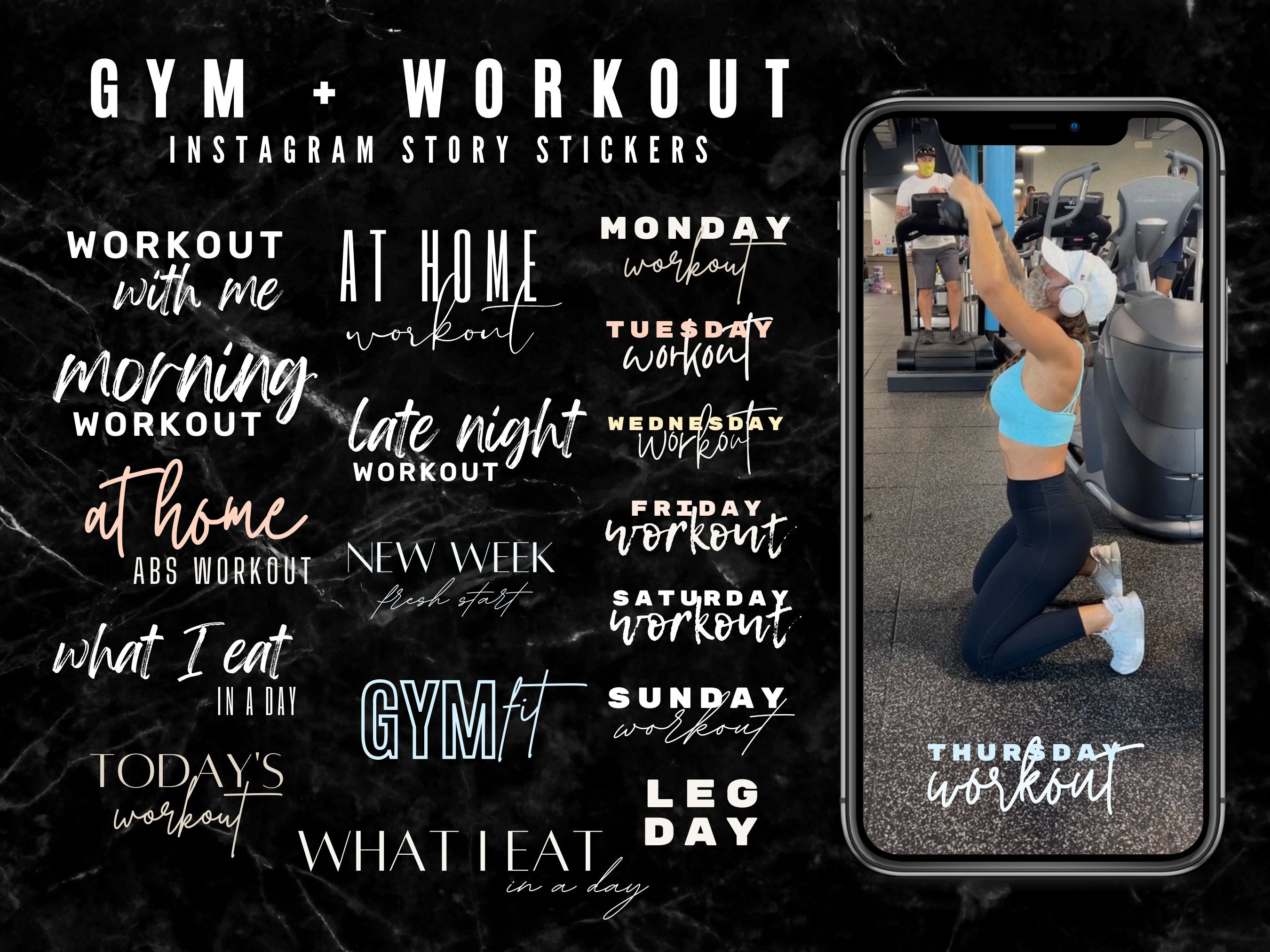 50+ Instagram Story Fitness Workout Gym Stickers | Fitness, Gym Girl ...