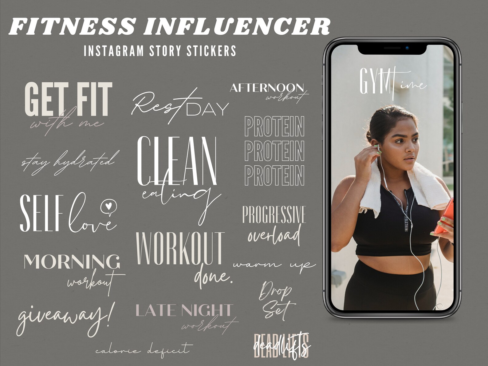 44 Workout Fitness Influencer Blogger Instagram Sticker Pack Instagram ...