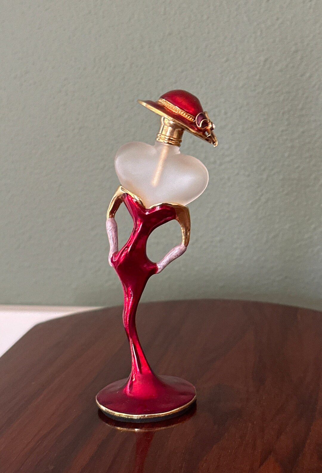 Rare Art Deco Lady in Red Hat Figural Perfume Bottle - Etsy