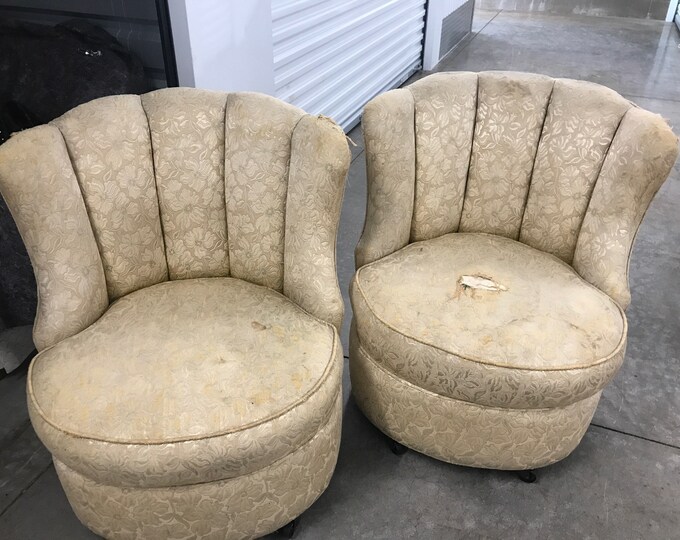 Original ART DECO Tufted Channel Lounge Barrel Back Chairs - Etsy