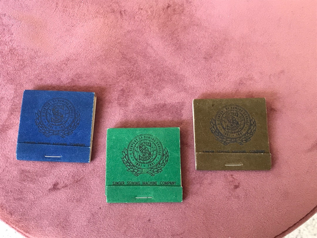 Vintage Singer Sewing Machine 100 Year Commemorative Matchbook Felt ...