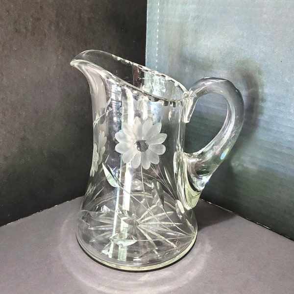 American Brilliant Cut Glass Pitcher - Etsy