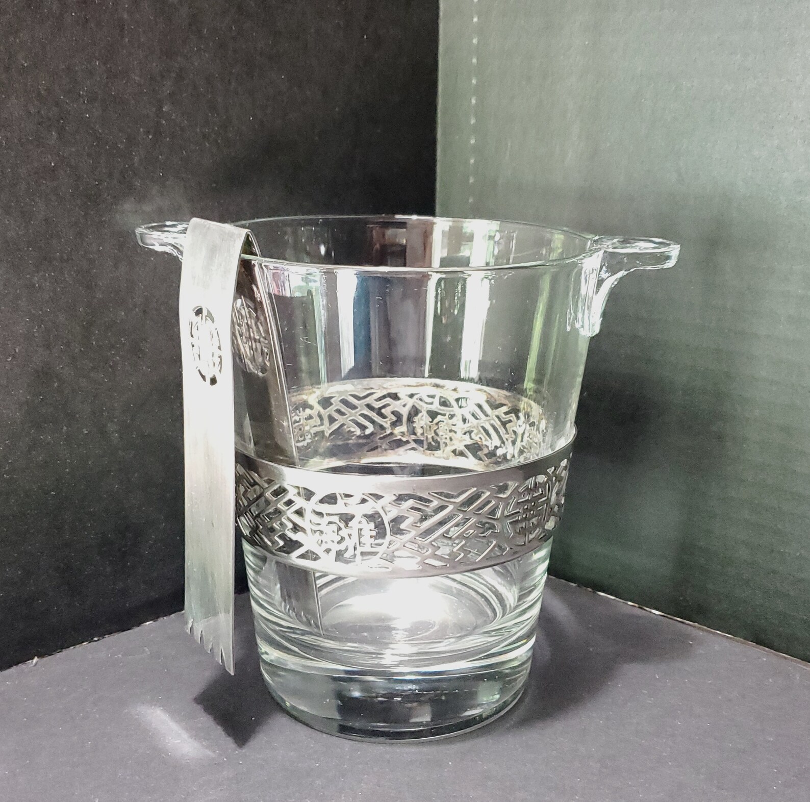 Vintage Clear Glass Ice Bucket With Filigreed Metal Band And Etsy