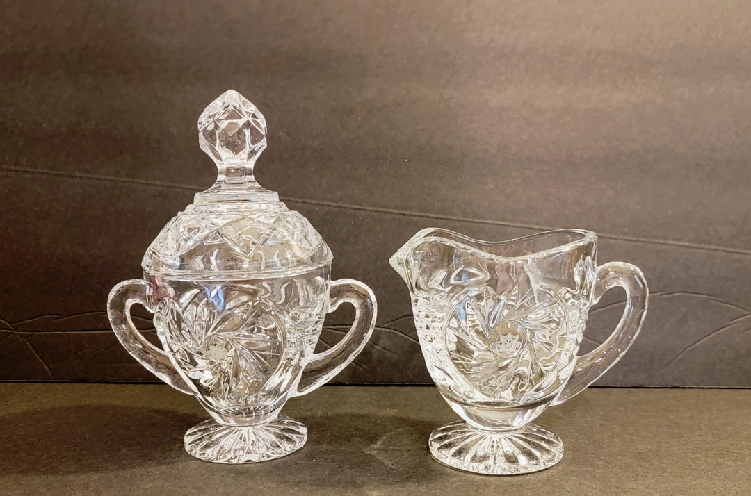 Polonia Crystal Sugar and Creamer / Whirling Star / Pinwheel / Poland ...