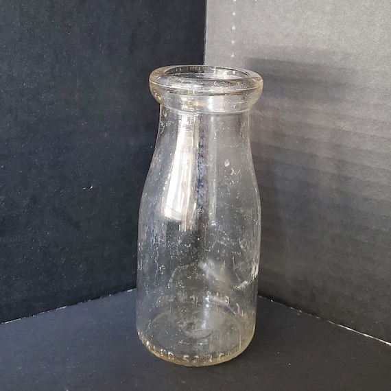 Vintage Half Pint Clear Glass Milk Bottle - Etsy
