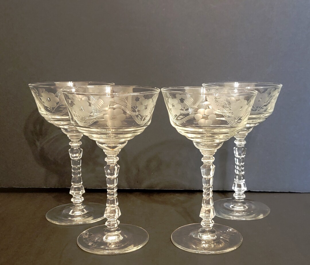Set of Four (4) -6-1/8" Libbey / Rock Sharpe Pattern # 3005-7 Liqueur ...