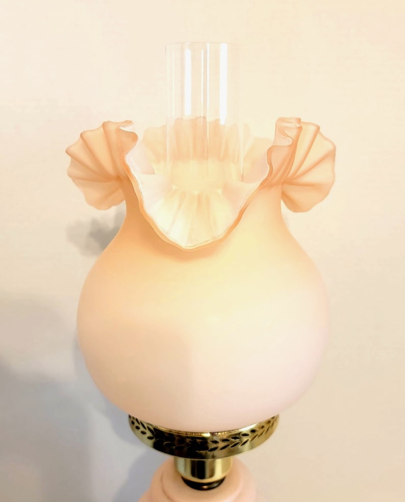 Pink Floral Satin Cased Glass Fenton Table Lamp / Brass Base - Etsy