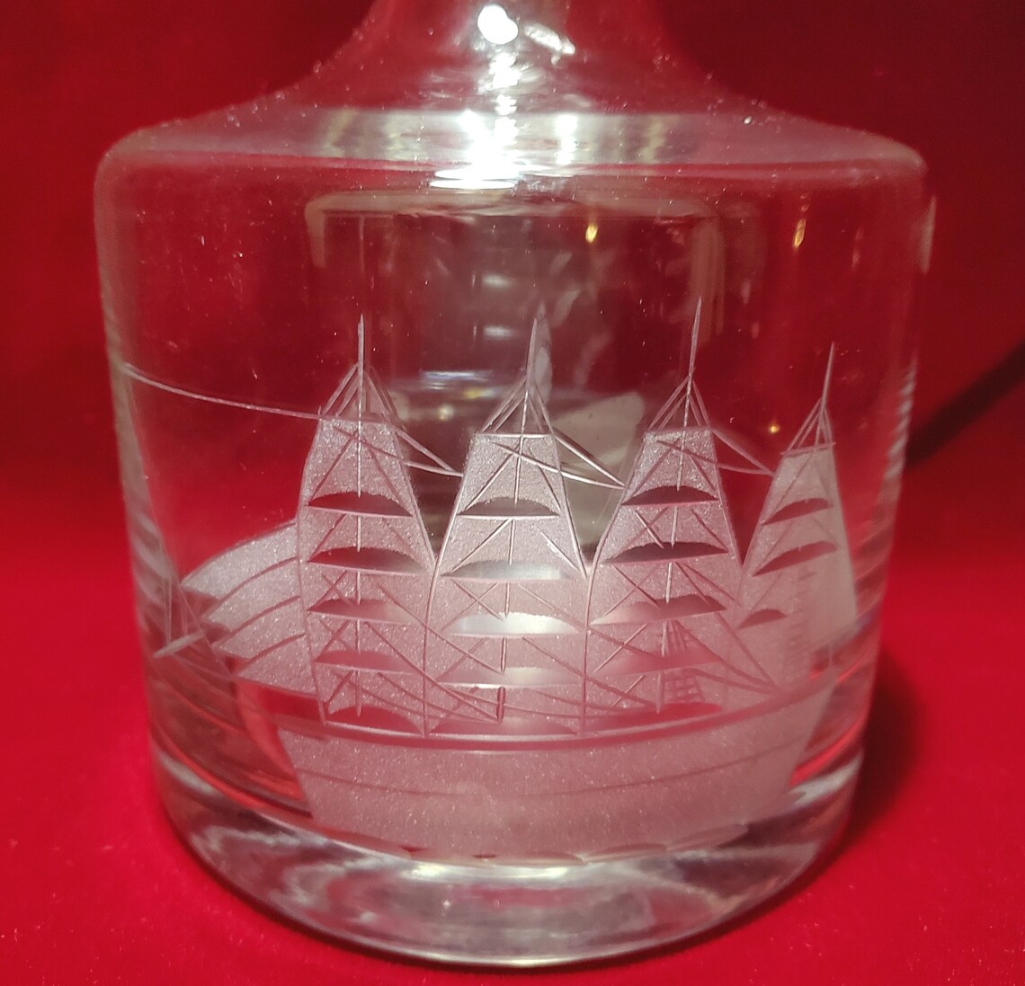 Vintage galleon Etched Glass Ship's Decanter - Etsy