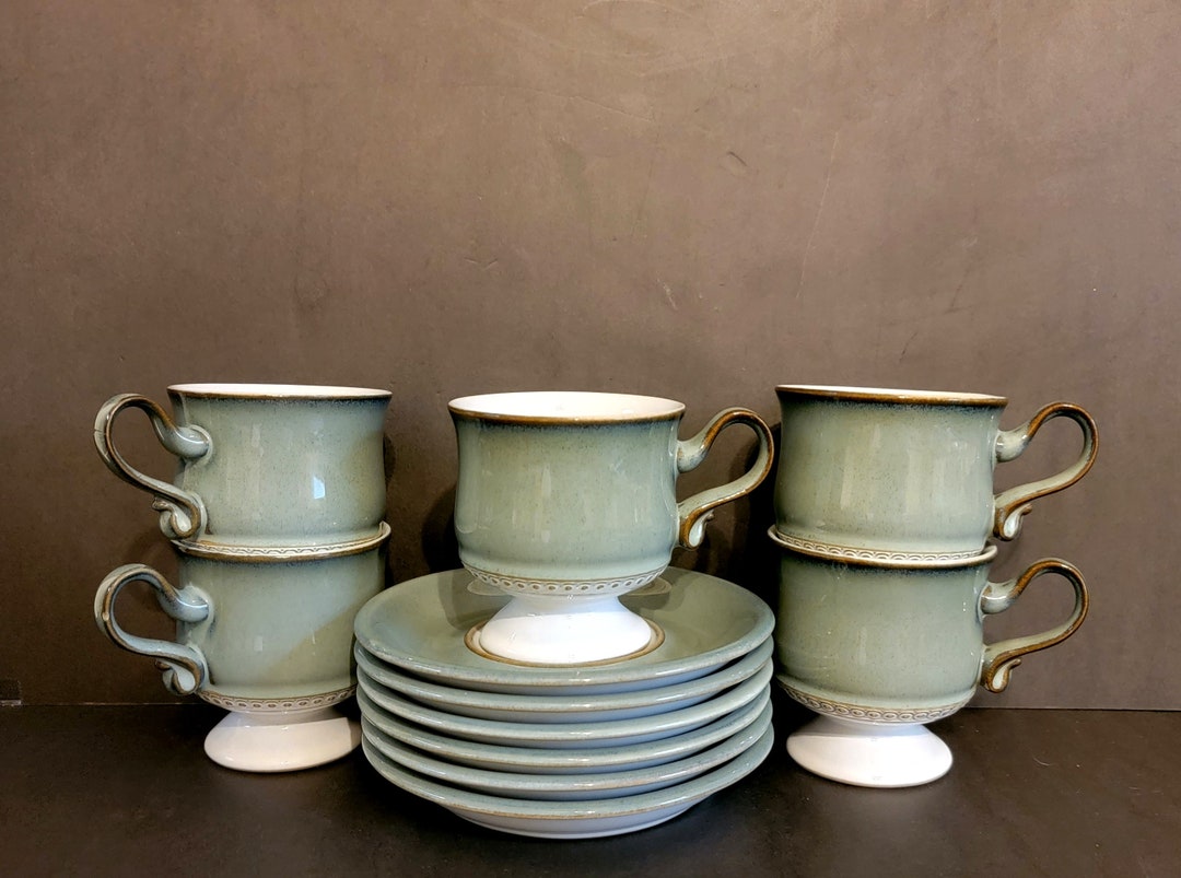 Five 5 Denby Green and White venice Cup & Saucer - Etsy